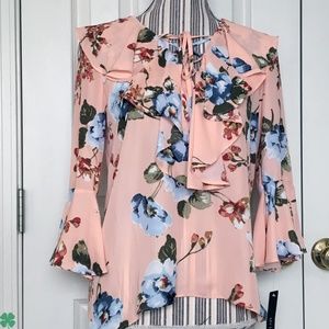 My Michelle | Tops | Nwt My Michelle Peach 34 Sleeves Ruffled Blouse ...
